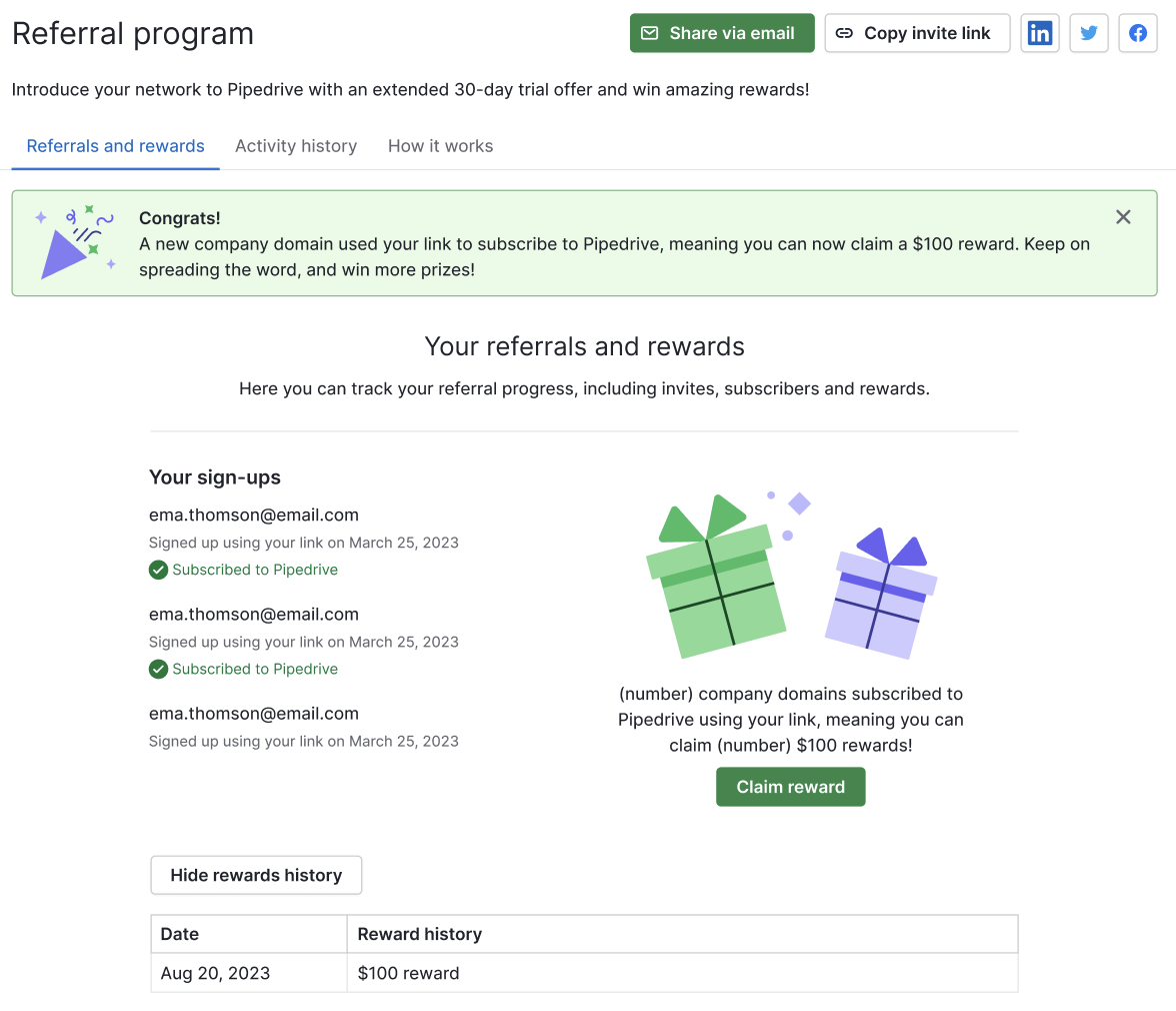 Pipedrive's referral program - Knowledge Base | Pipedrive